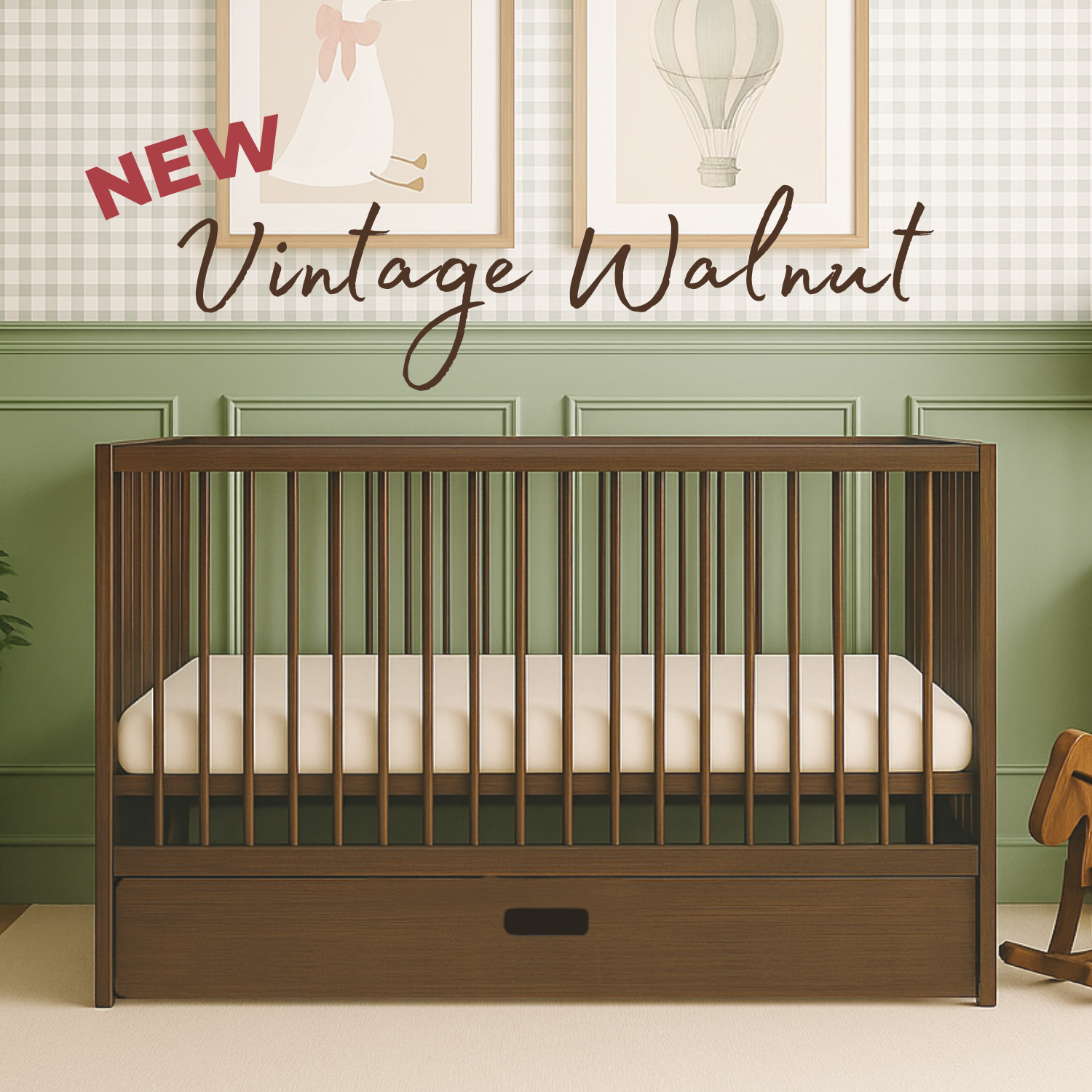 Walnut Cot Beds | Vintage Inspired Solid Wood Cot Beds | 0-5 Years – Mokee