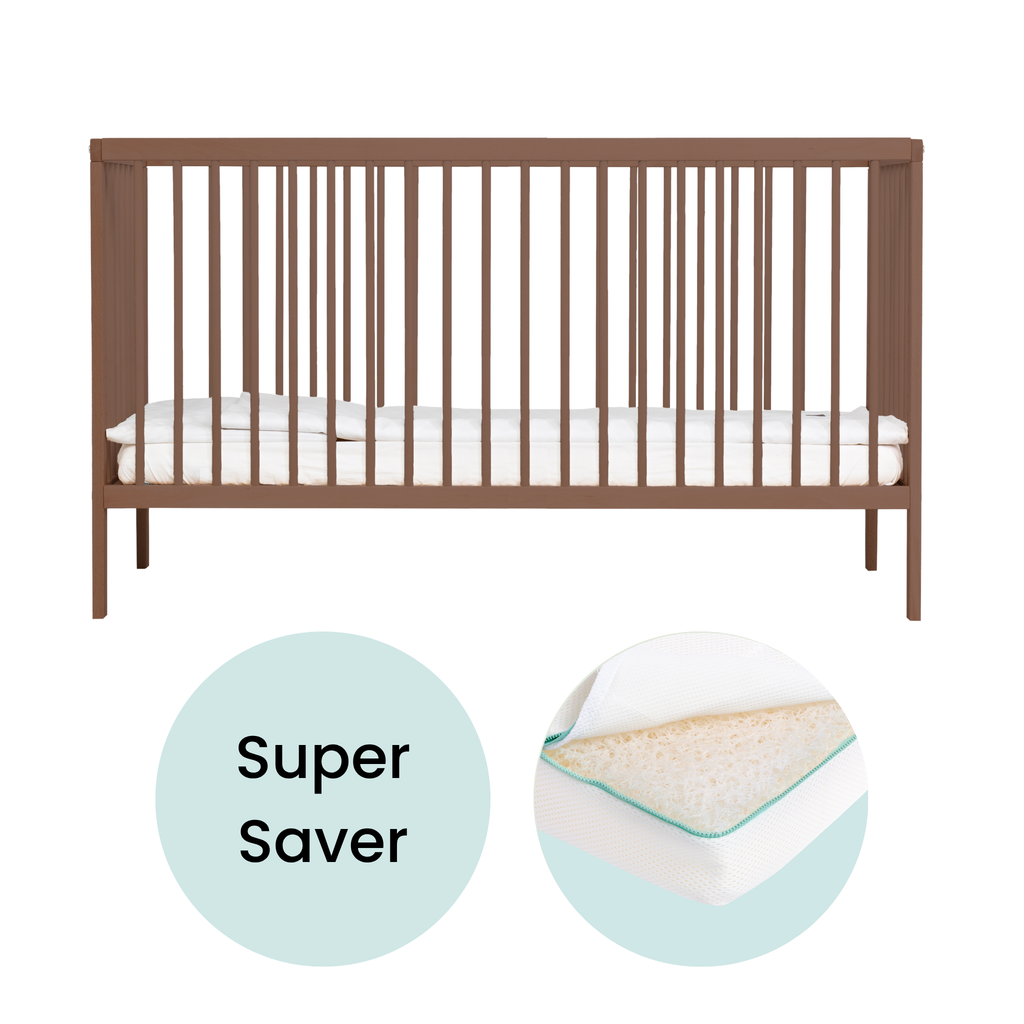 Midi Cot Bed With Luxury Breathable Air Mattress - Walnut – Mokee