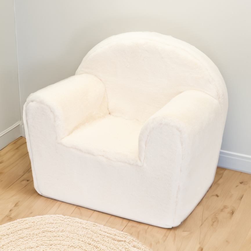 Pufee Super-Soft Cream Toddler Armchair – Faux Fur | Mokee