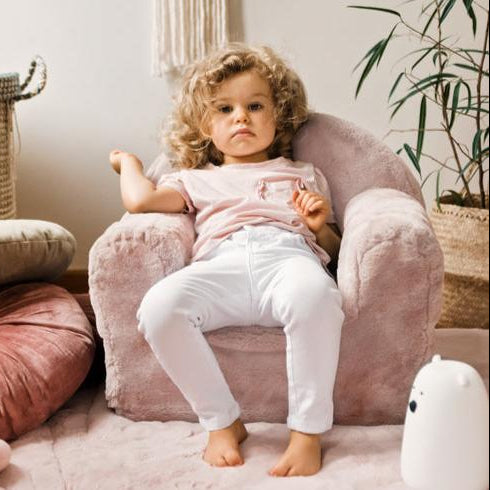 Pufee Super-Soft Pink Toddler Armchair – Hypoallergenic Faux Fur | Mokee