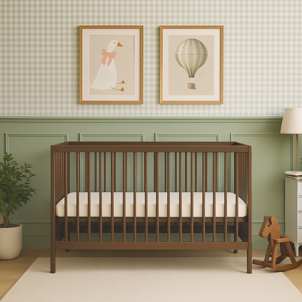 Mini Cot Bed - Vintage Walnut (120x60) | Solid Beechwood | Mokee